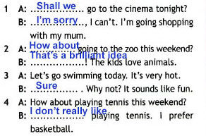 Complete the exchanges with phrases and sentences from the list Shall ...